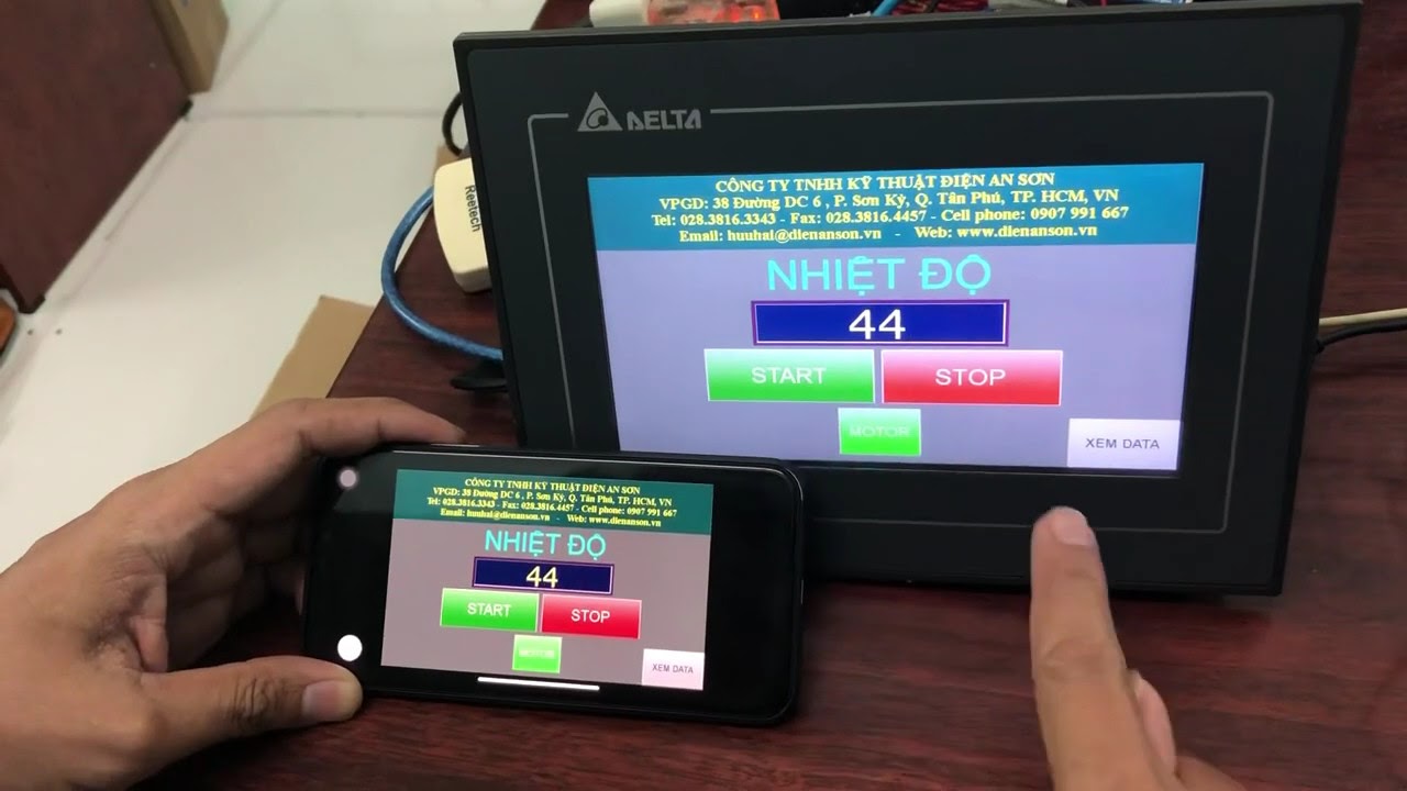 Smart phone connect HMI Delta via 3G, wifi - YouTube
