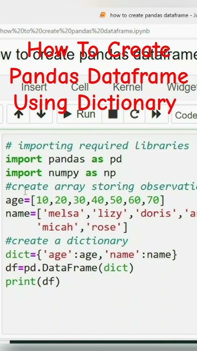 How To Create Pandas Dataframe Using Dictionaries Shorts Youtube