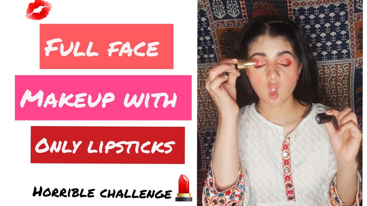 Full face makeup with only lipsticks challenge|fun challenge || annu ch ...