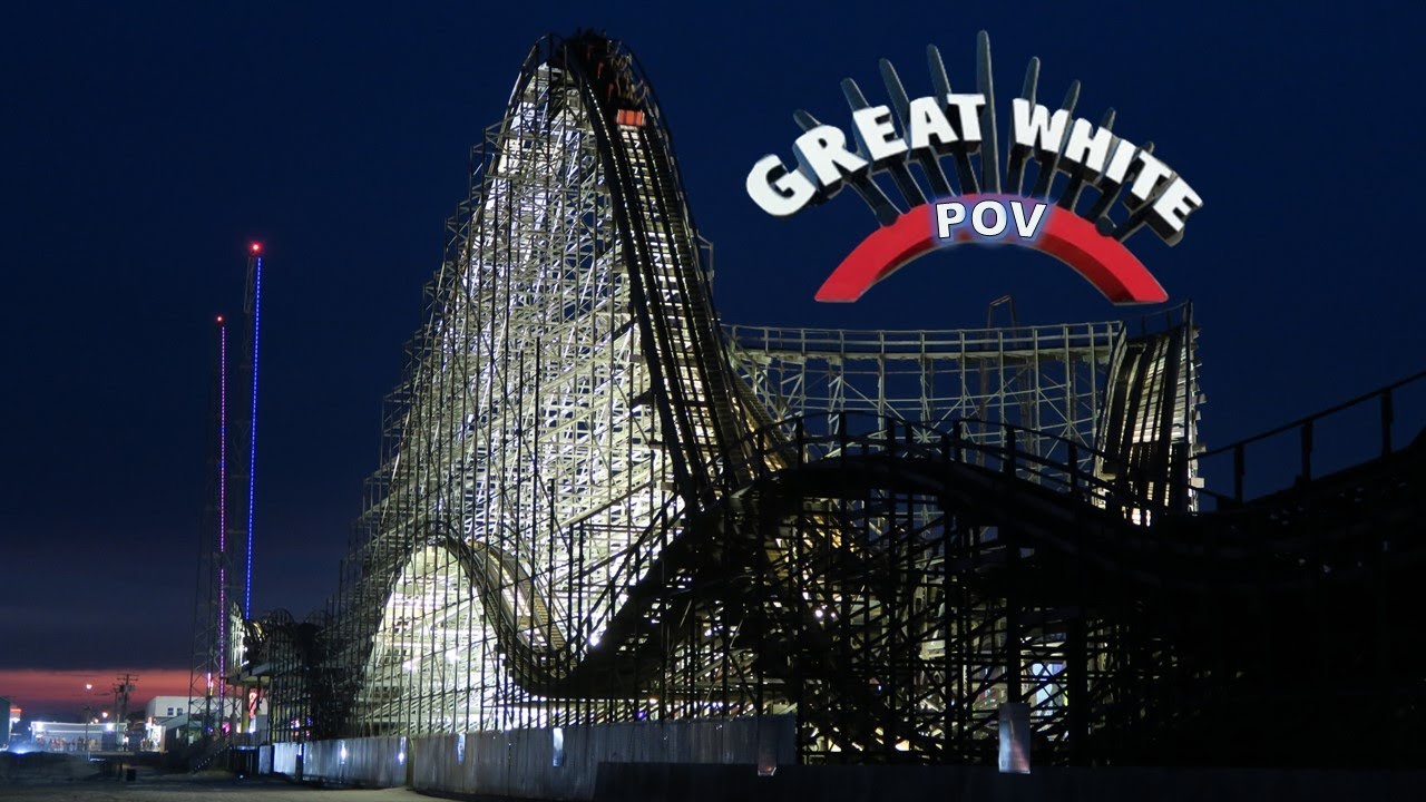 Great White POVs (Front & Back Rows), Morey's Piers CCI Wood Coaster ...