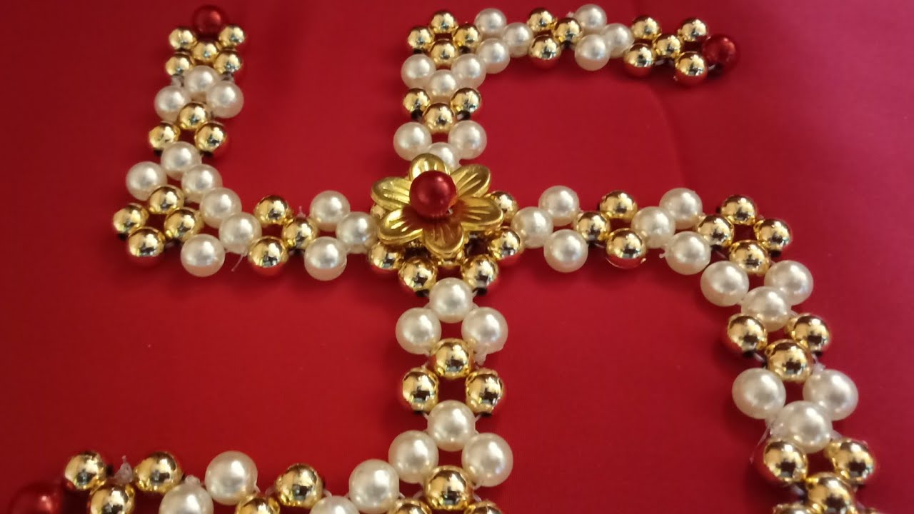 Motyache Swastik | Pearl Beaded Swastik | मोत्यांचे स्वस्तिक कसे ...