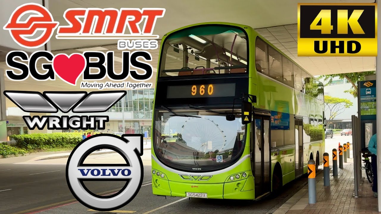 [SMRT Buses Singapore: 960 Woodlands 兀蘭 to Marina Centre 濱海中心 via Stevens] Wright Gemini2 Volvo ...