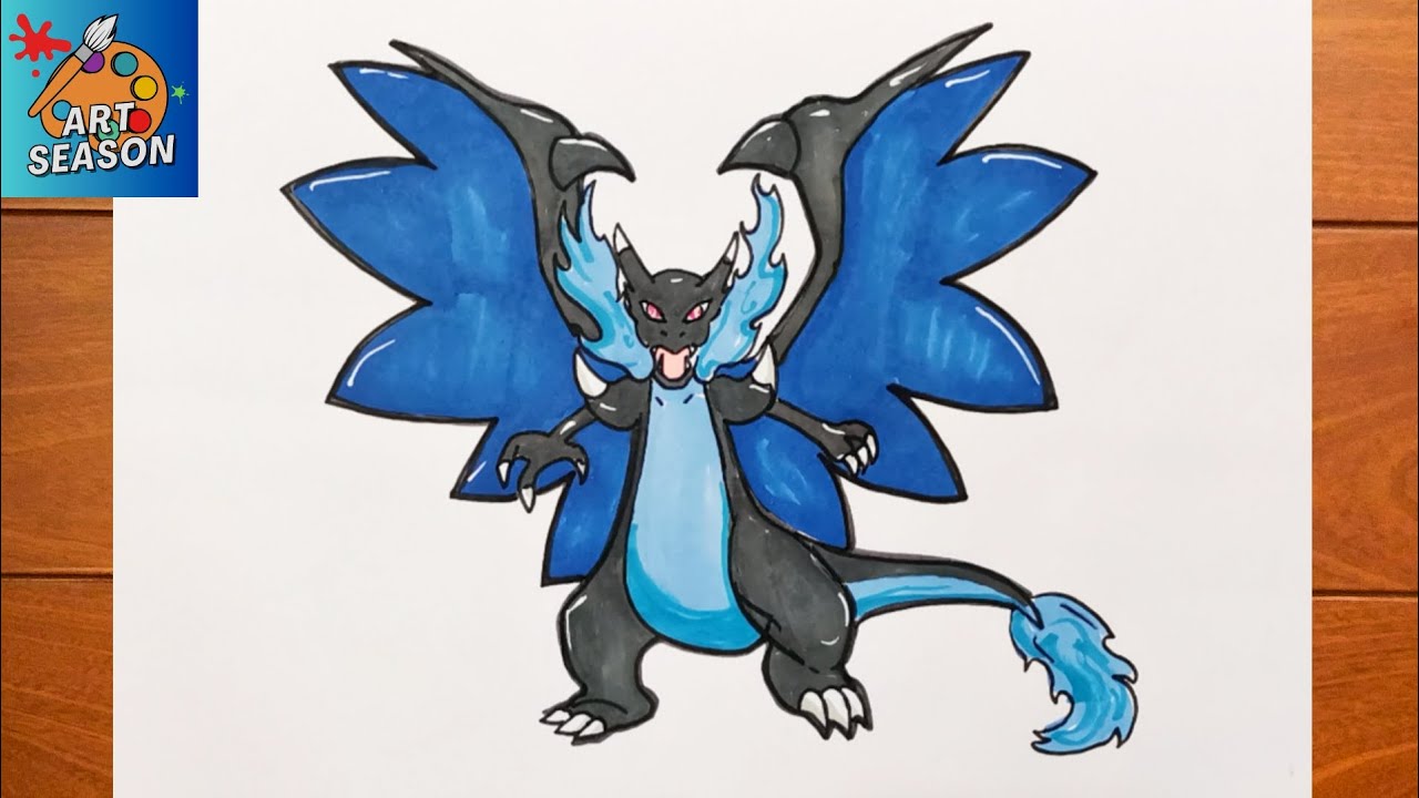 How to Draw Pokemon Mega Charizard X - YouTube