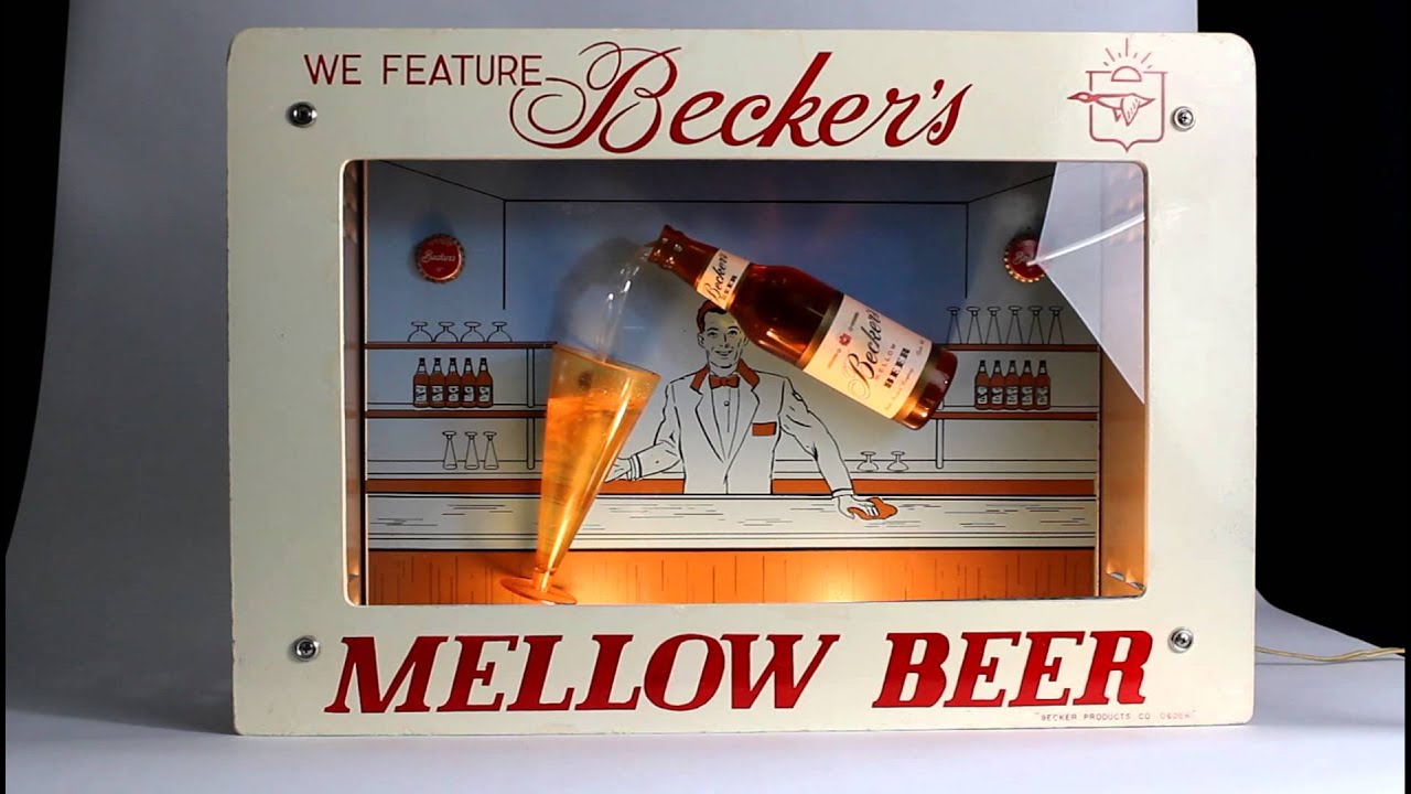 Becker's Mellow Beer Pouring Sign - YouTube
