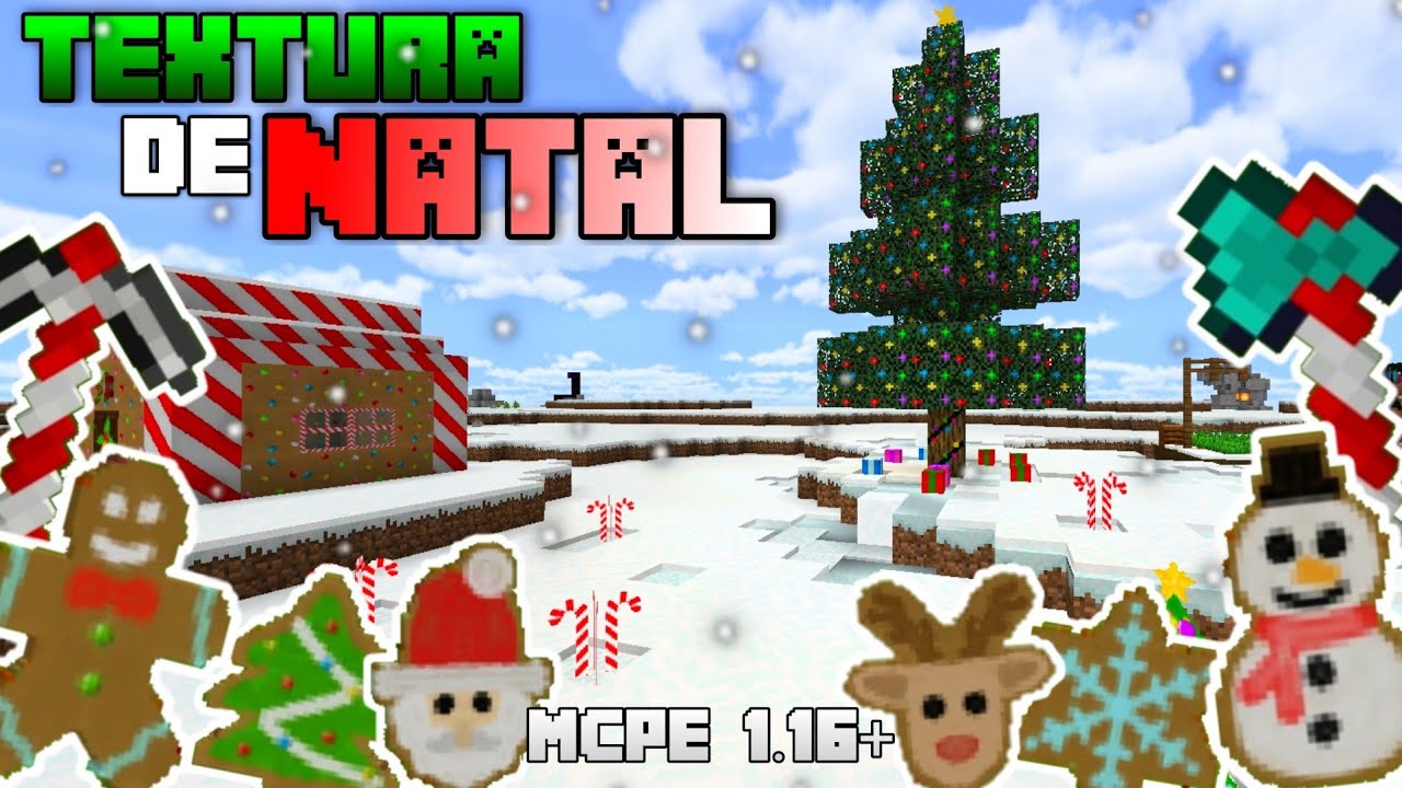 A MELHOR TEXTURA DE NATAL para seu MINECRAFT PE⛄!!! (MCPE 1.16.200 ...