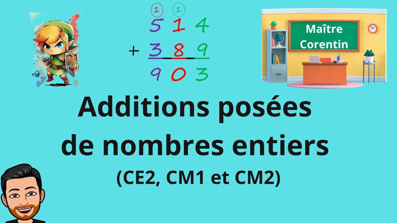 8. Additions (CE2, CM1 et CM2) - Maths - Calcul posé - YouTube