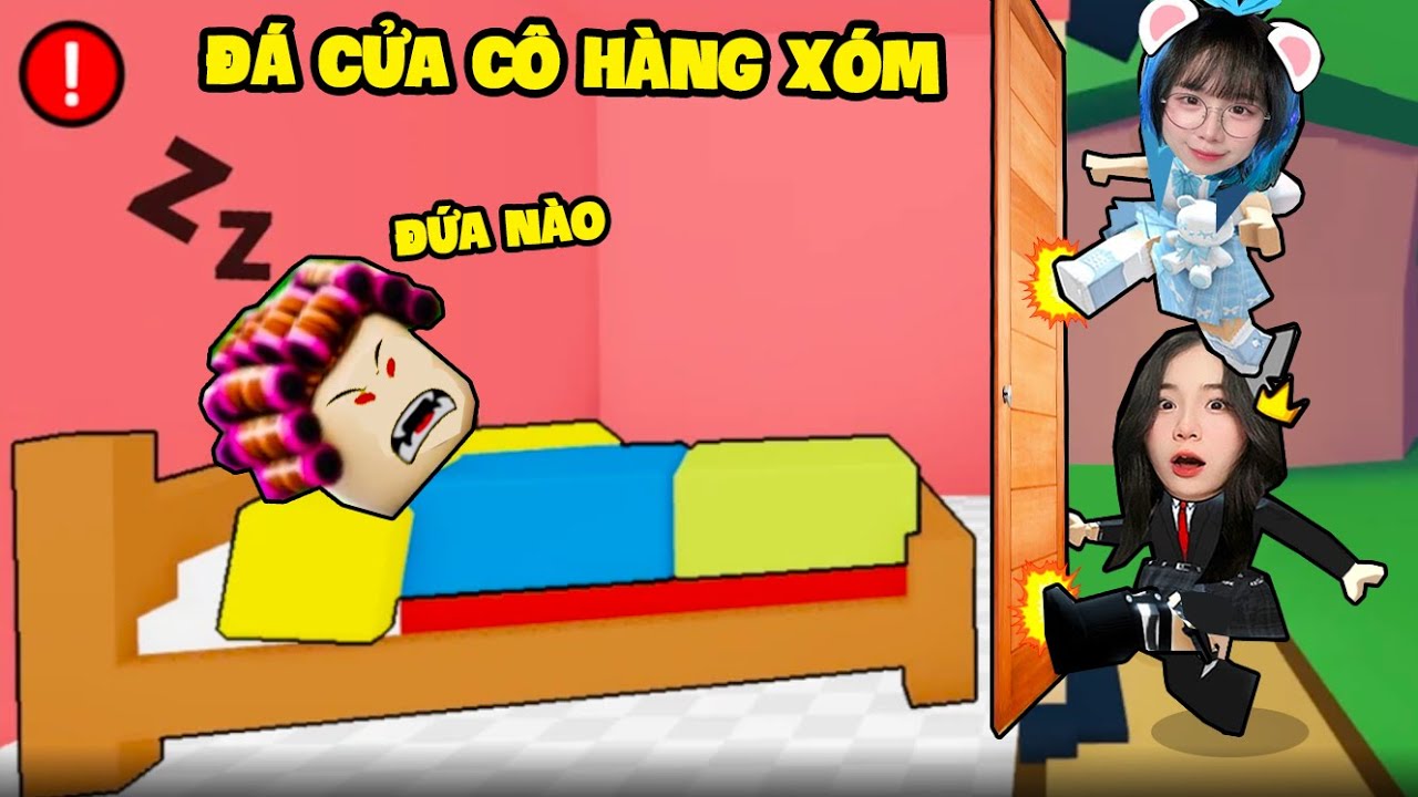 SAMMY VÀ MÈO SIMMY LÀM TRẺ TRÂU ĐÁ CỬA NHÀ HÀNG XÓM TRONG ROBLOX - YouTube