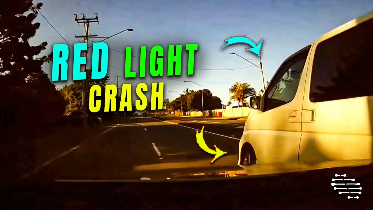 Van Runs Red Light and Clips Front of Car - YouTube