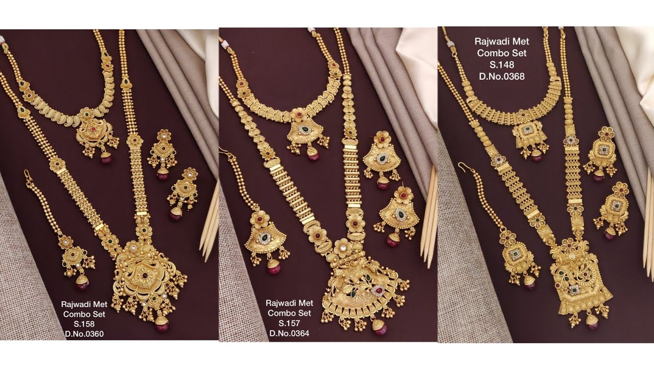 brass high gold combo necklace || one gram gold combo necklace - YouTube