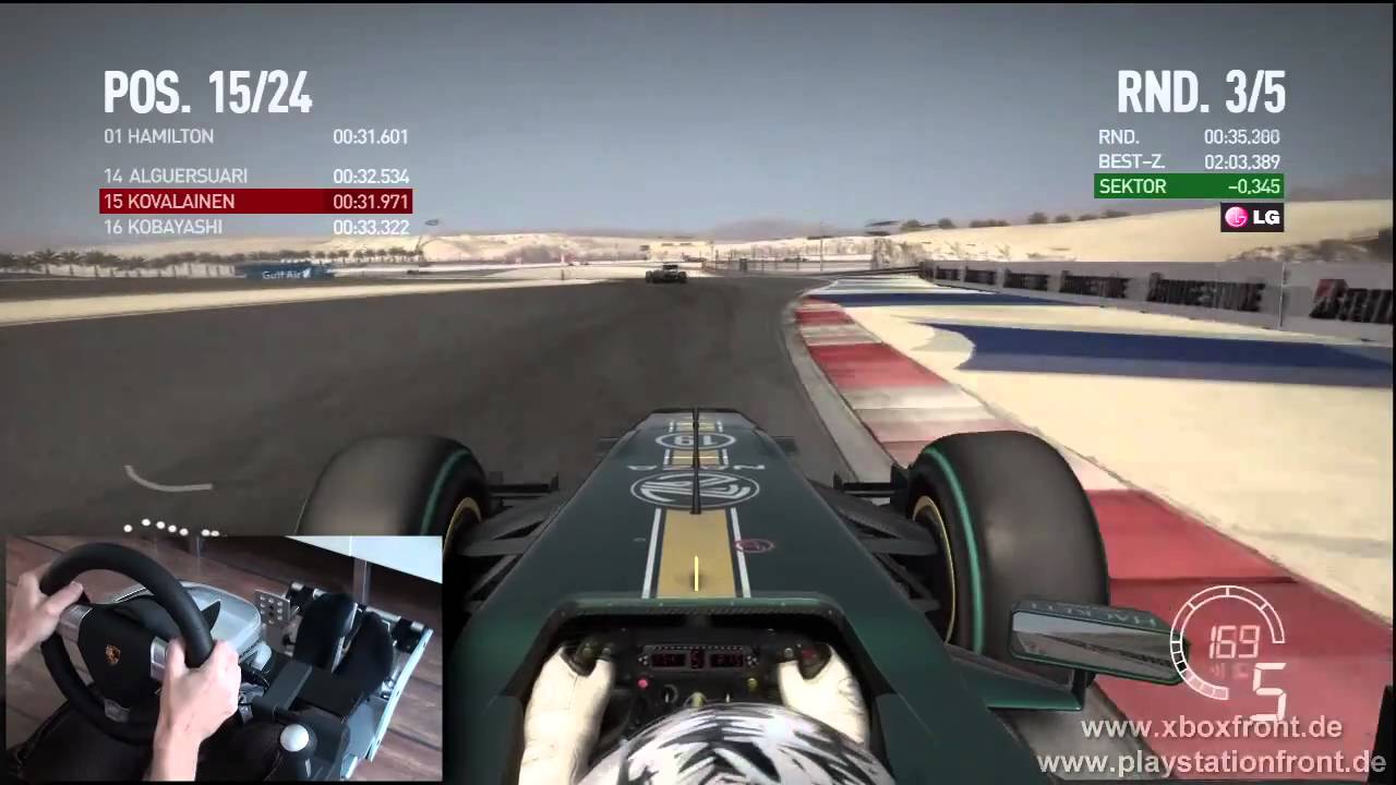 F1 2010 Bahrain Gameplay (PIP) with Fanatec Wheel (Directfeed) Xbox 360 ...