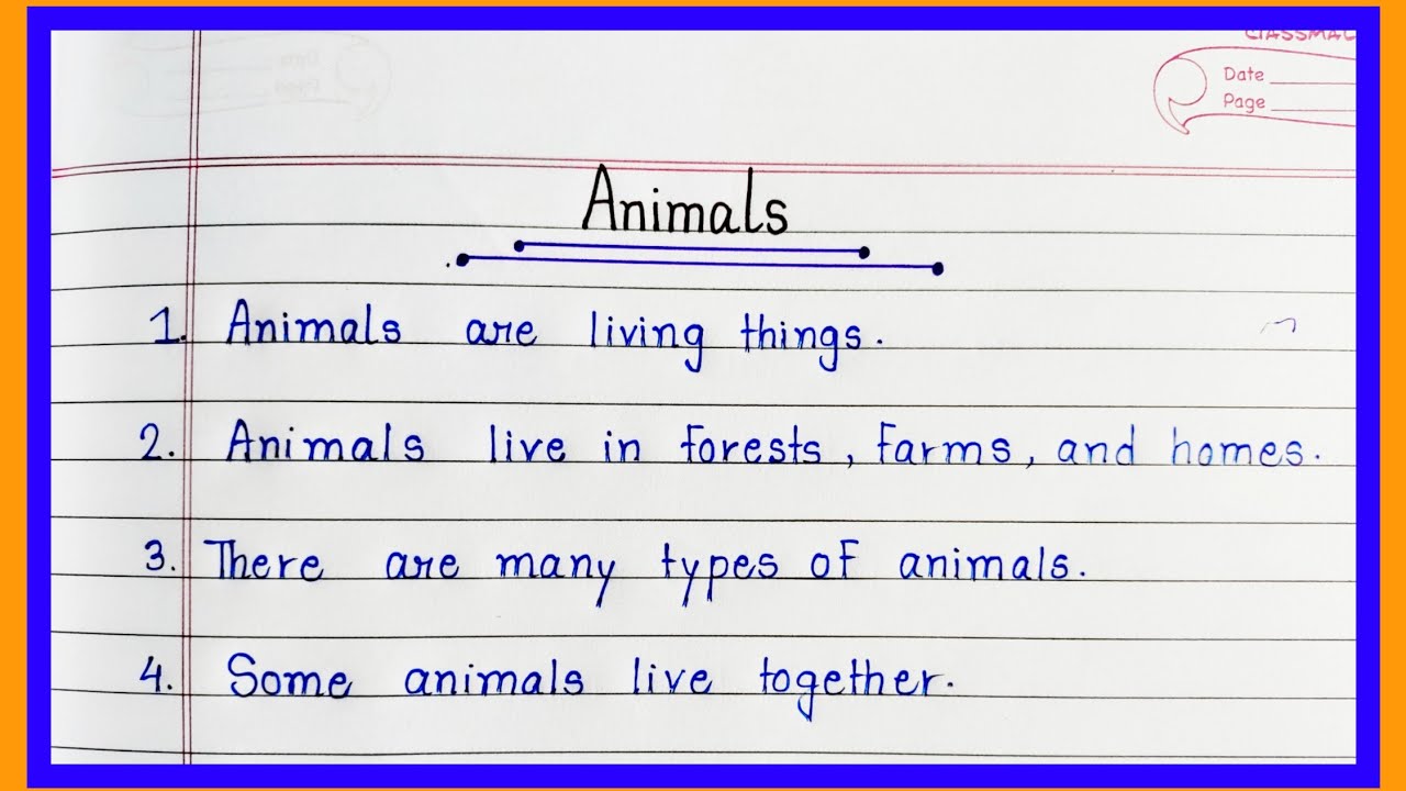 10 Lines Essay On Animals In English | Short Essay | Handwriting | Easy ...