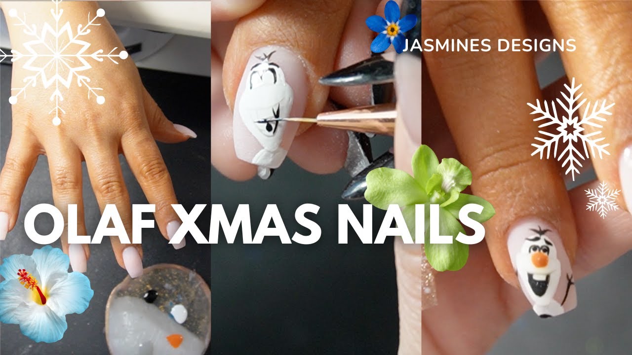 NAIL ART VIDEO - OLAF DISNEY NAIL DESIGN FOR CHRISTMAS - YouTube