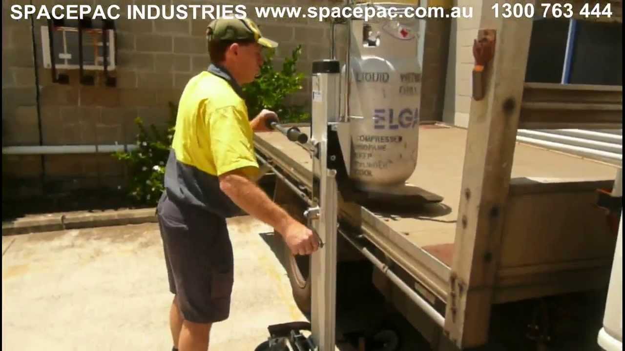 Spacepac Aluminium Foldup Gas Lifter Trolley - 1200mm Lift - YouTube