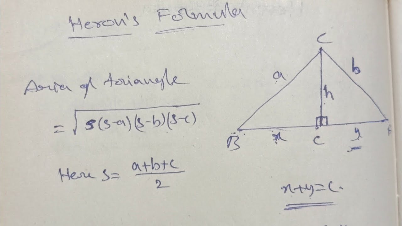 Heron's formula derivation in Telugu | maths formula derivation | area ...