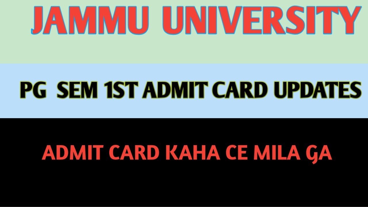DDE JAMMU UNIVERSITY|| PG ADMIT CARD KAHA CE MILA GA || PG SEM 1ST ...