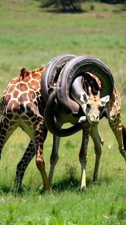 The giraffe is in big trouble || giraffe vs python #animals - YouTube