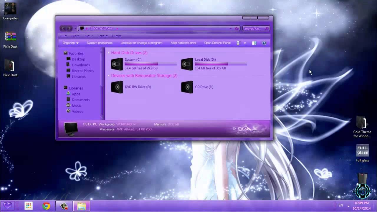 Pixie Dust Windows 7 Theme For The Ladies - YouTube
