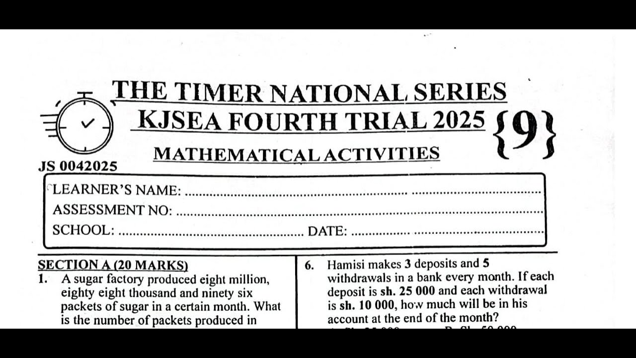 THE TIMER NATIONAL SERIES, GRADE 9 MATHEMATICS. - YouTube
