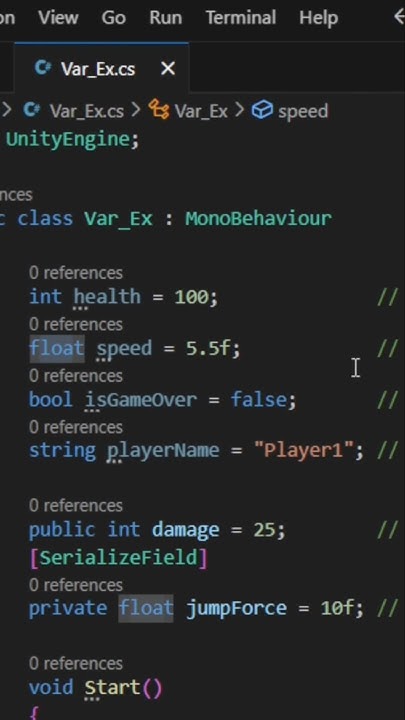 C# Variables in Unity under 60 seconds #unityengine - YouTube