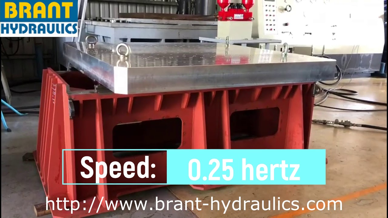 Shake Table Test at 0.25 hertz and 8 hertz -- By Brant Hydraulics - YouTube