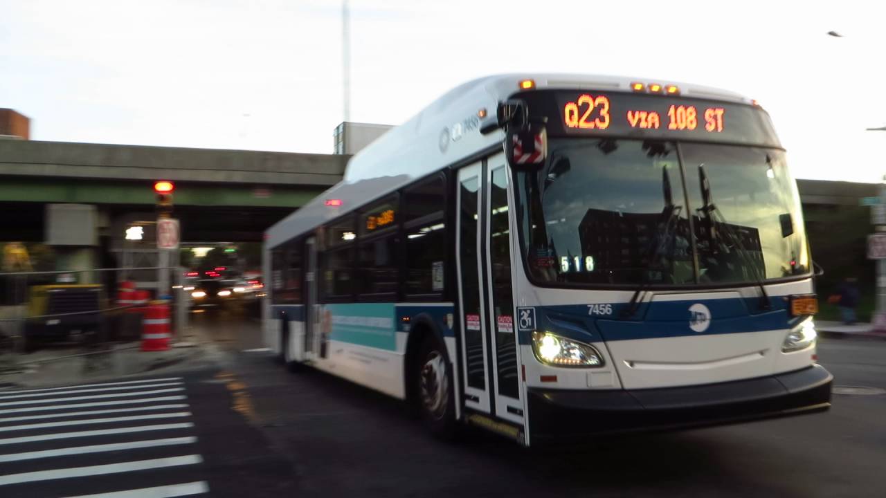 MTA Bus: E.Elmhurst bound XD40 7456 Q23 at 108 St/I-495 - YouTube
