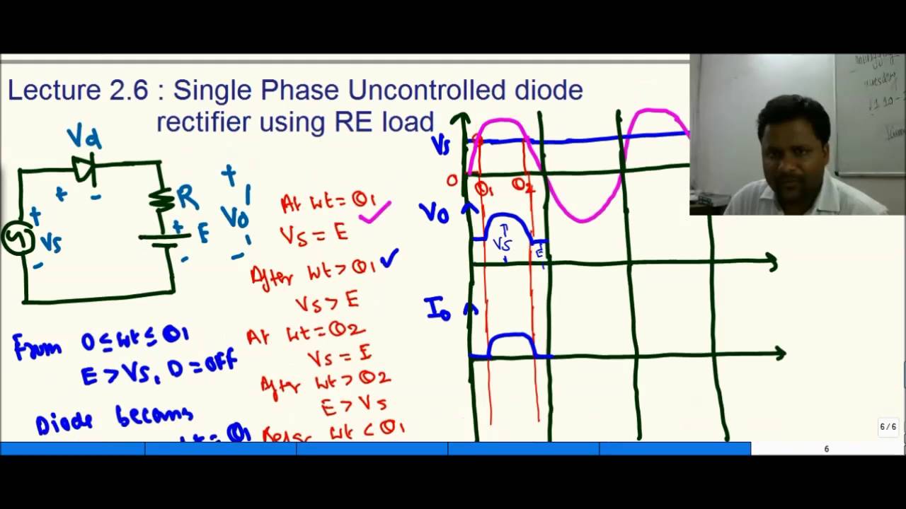 Half wave uncontrolled diode rectifier using RE Load L--2.6 - YouTube