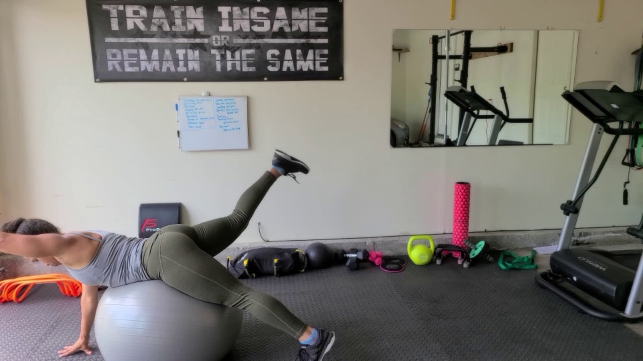 Stability ball bird dog - YouTube