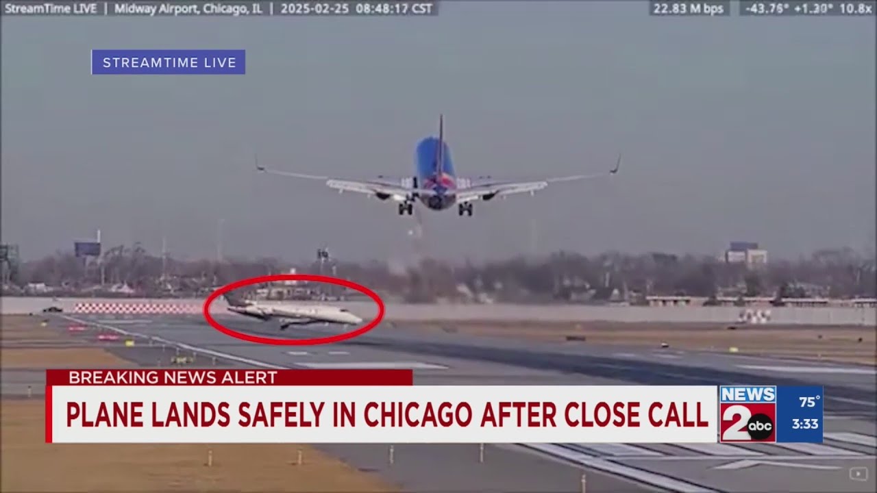 Plane lands safely in Chicago after close call - YouTube