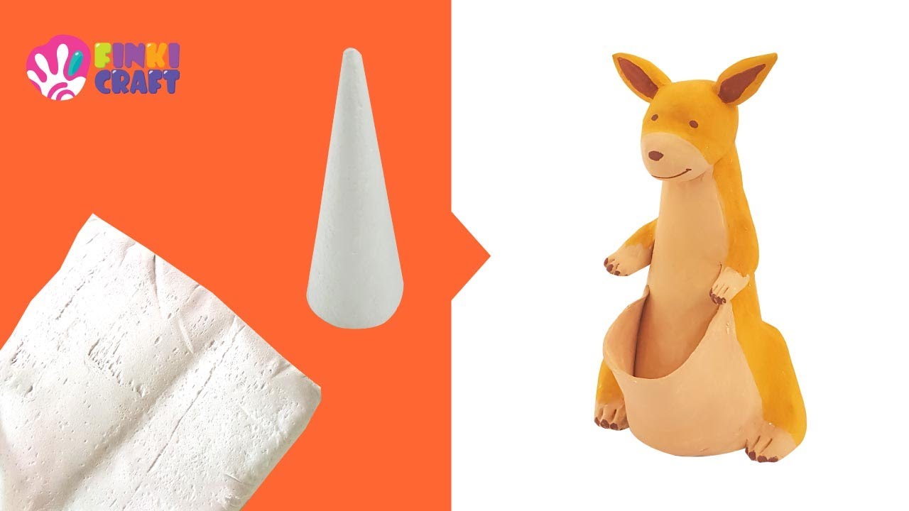 DIY clay | How to make a kangaroo pencil holder - YouTube