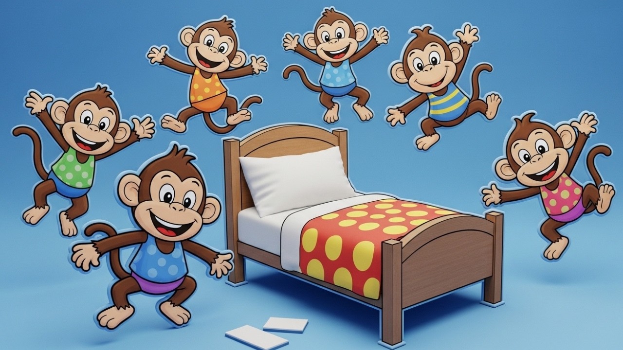5 Little Monkeys Jumping on the Bed 🐒🛏️ - YouTube