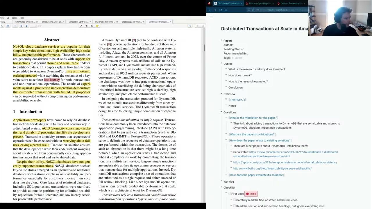 Reading "Distributed Transactions at Scale in Amazon DynamoDB" from USENIX ATC 2023 - YouTube