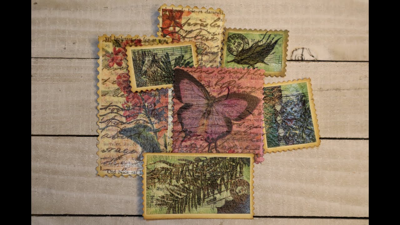 Craft With Me - Mass Make Faux Paper Napkin Postage Stamps - YouTube