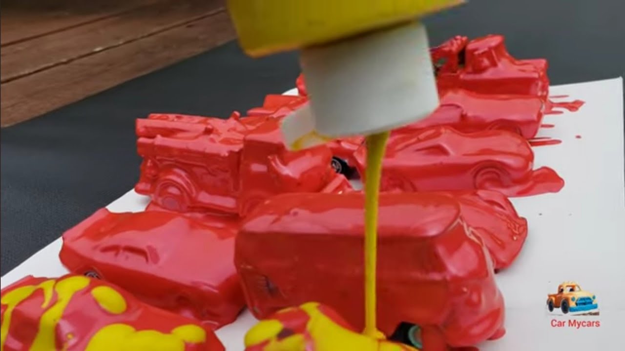 Pixar Cars Get a Colorful Paint Makeover & Splash into Water! - YouTube