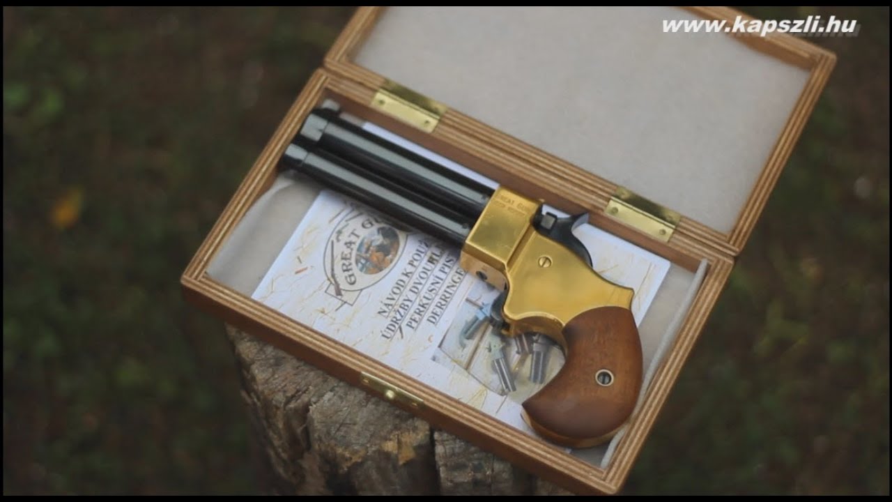 Shooting a double barrel Great Gun percussion derringer - YouTube