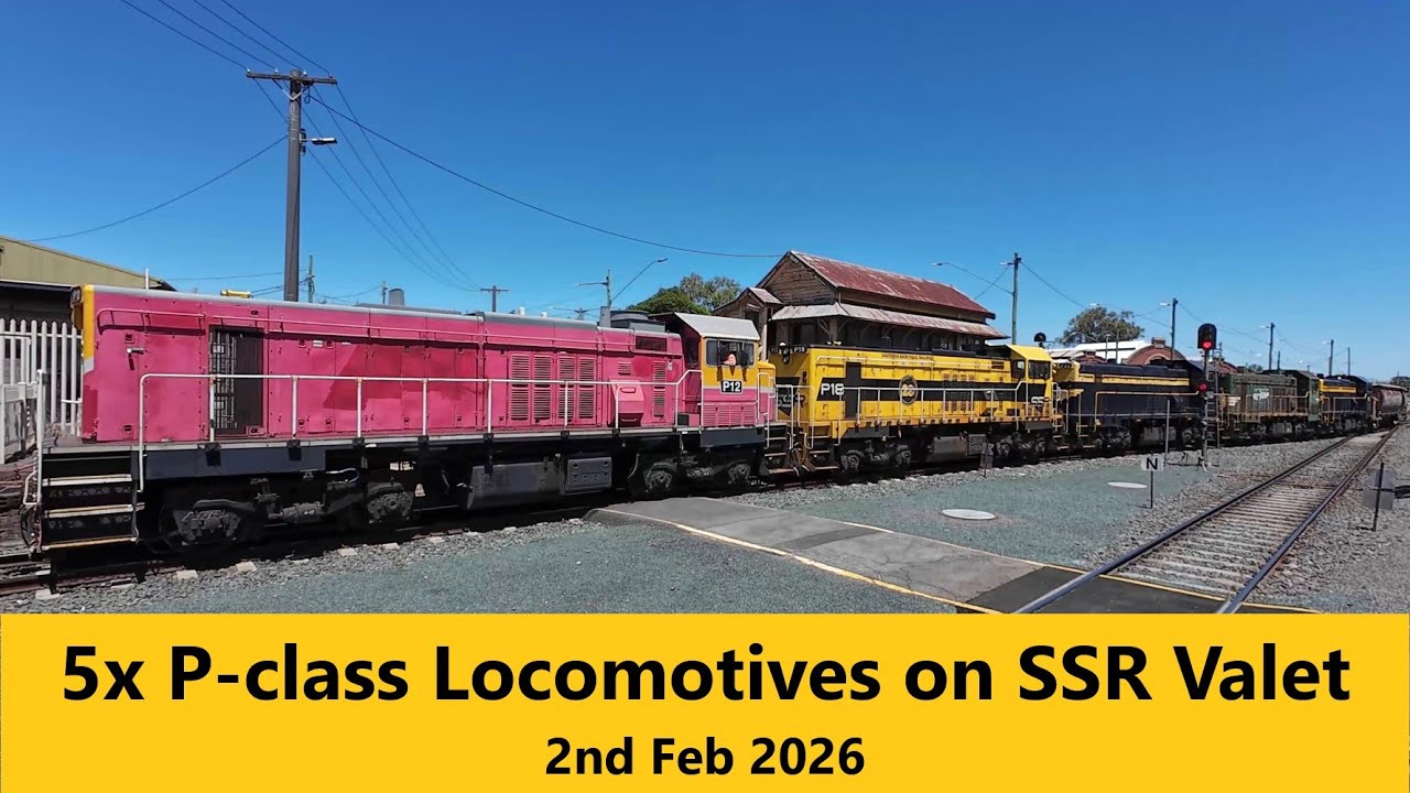 SSR 5x P-Class Loco Valet reverses into Bendigo Sidings - 2nd Feb 2026 ...