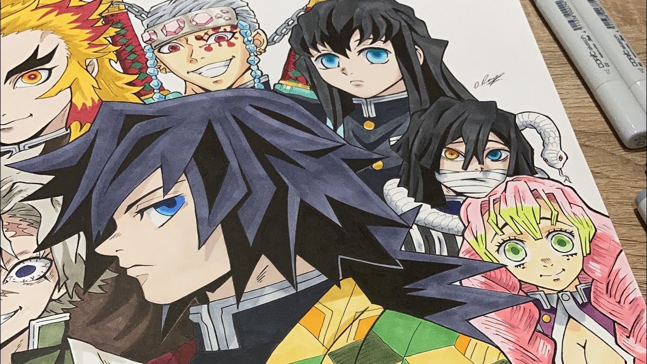Kimetsu no Yaiba Speed Drawing | Pillars | 9 Hashira - FanArt - YouTube
