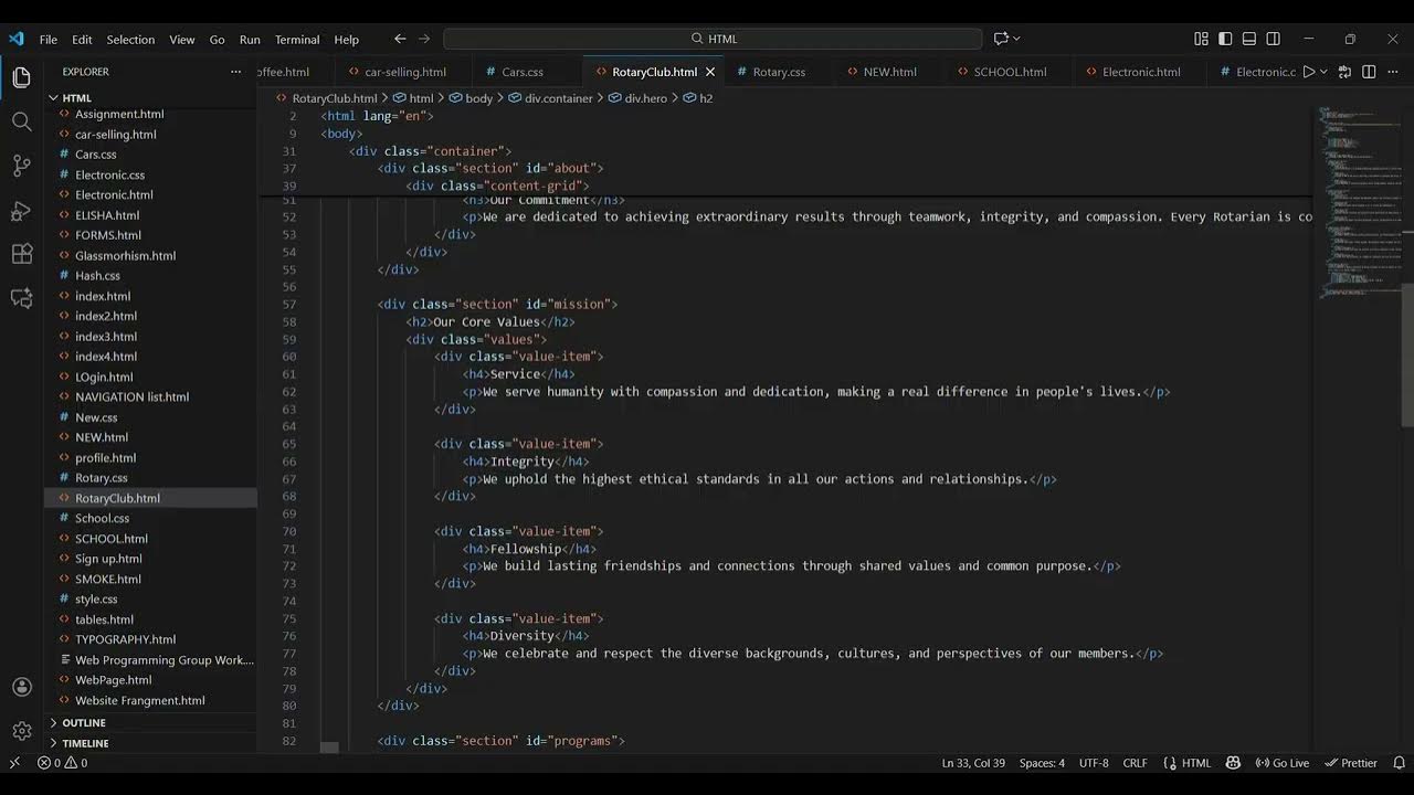 RotaryClub html HTML Visual Studio Code 2025 12 08 20 33 49 - YouTube
