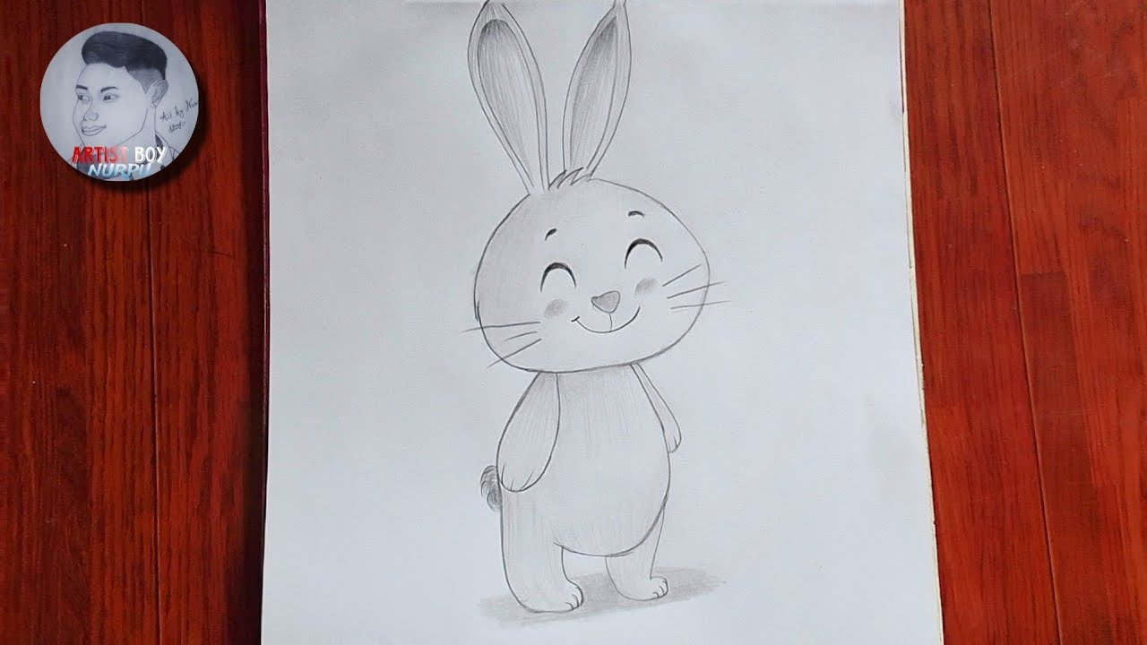 How to draw a Cute Cartoon Rabbit (in 5 minutes) | Step by step | Easy ...