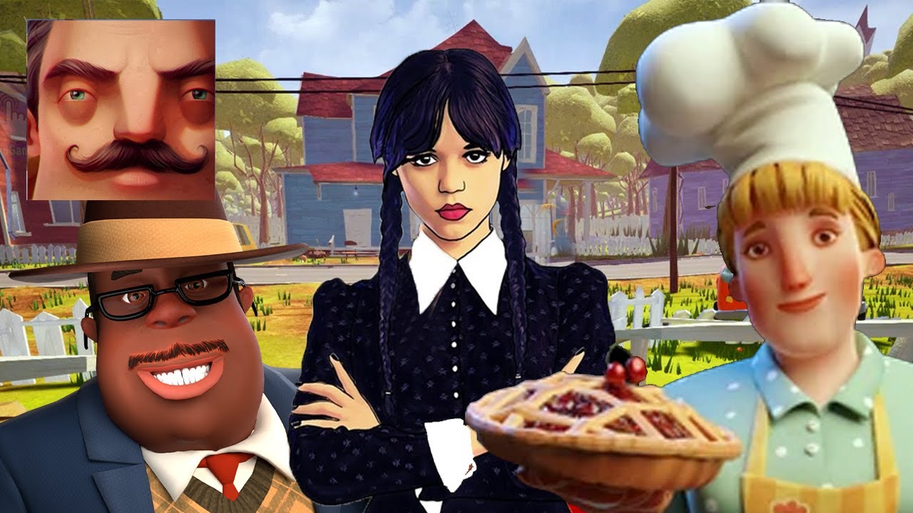 Hello Neighbor - My New Neighbor 2 Mayor Baker Baldi Wednesday Addams ...