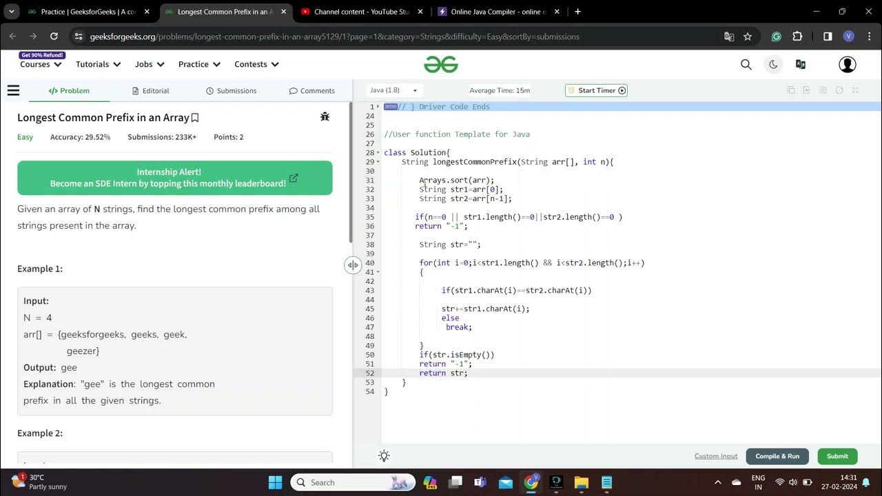 Longest Common Prefix in an Array - YouTube