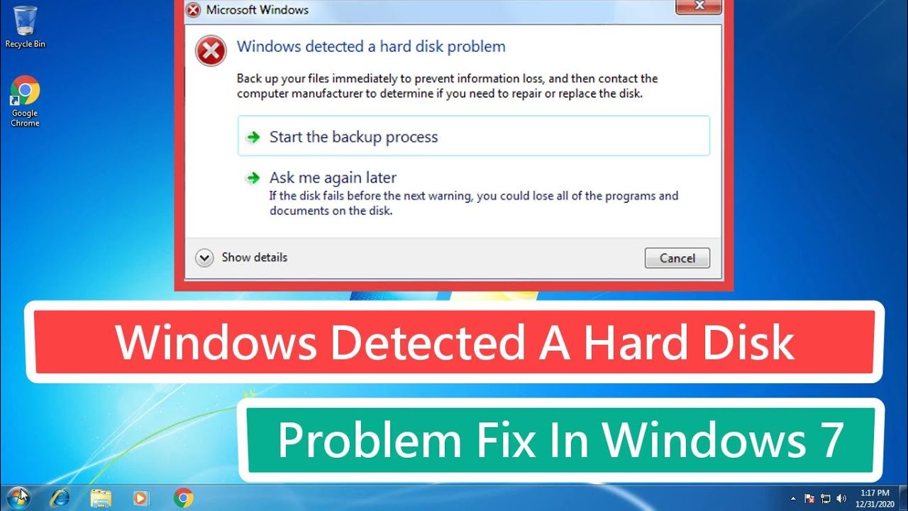 Windows Detected A Hard Disk Problem Fix In Windows 7 - YouTube