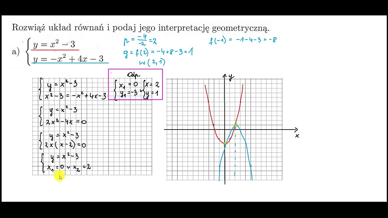 Rozwi Uk ad R wna I Podaj Jego Interpretacj Geometryczn Y X2 3