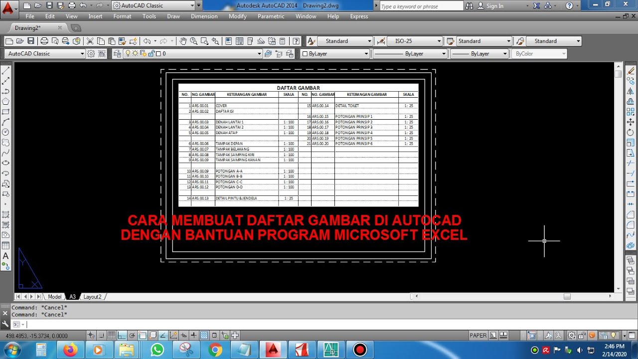 Tips & Trick cara membuat daftar gambar di autocad dengan program excel ...