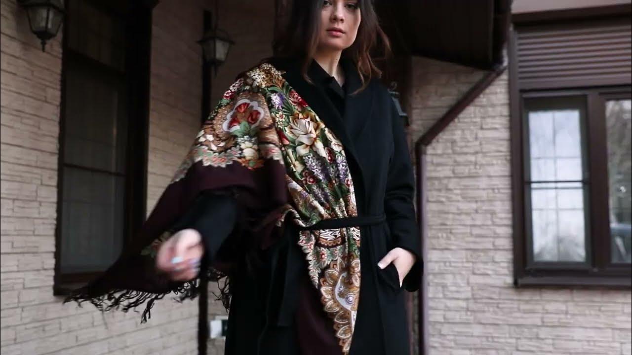 Платок шерстяной с шерстяной бахромой "Над серебряной водой", вид 17 ...