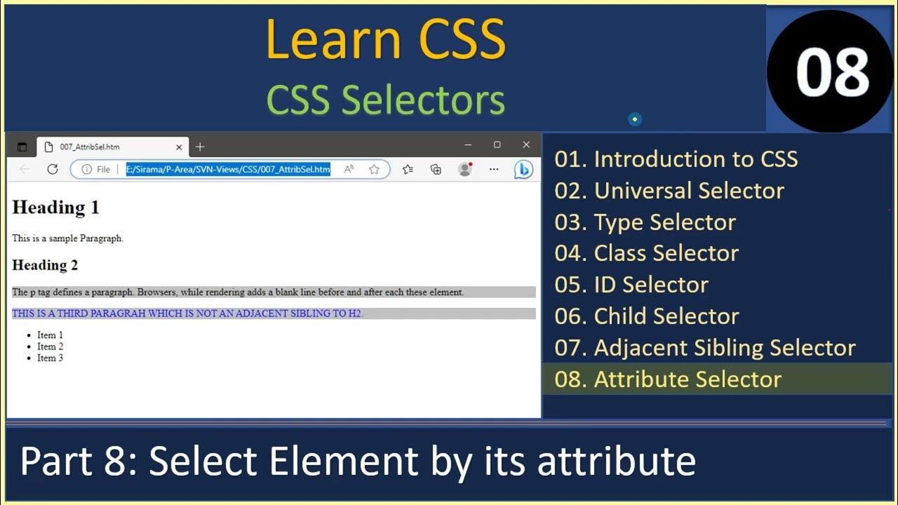 CSS Selectors | Part 8 - Attribute Selector | CSS Tutorials #08 - YouTube