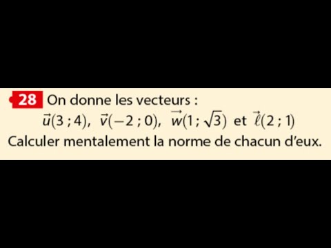 Seconde : vecteurs et normes : Exercice 1 : calcul mental et formule de ...