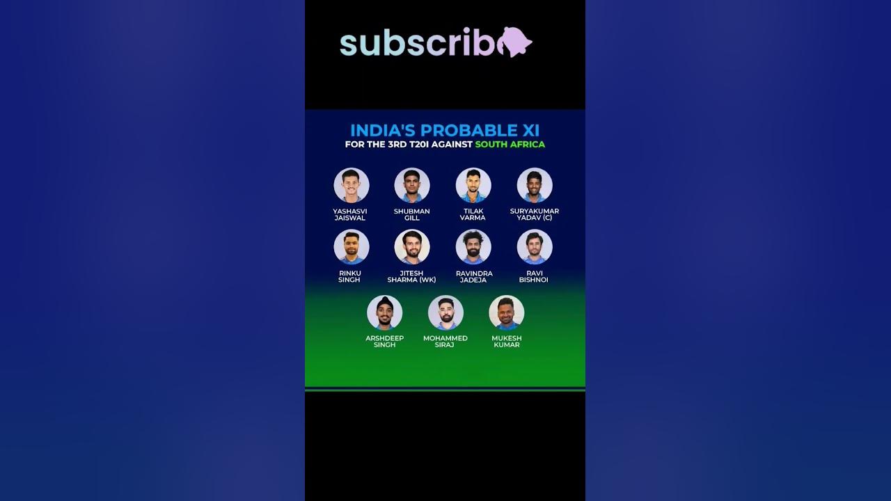 Team India Playing11 For 3rd T20 Against South Africa #indvssa3rdt20 #cricket #shorts - YouTube
