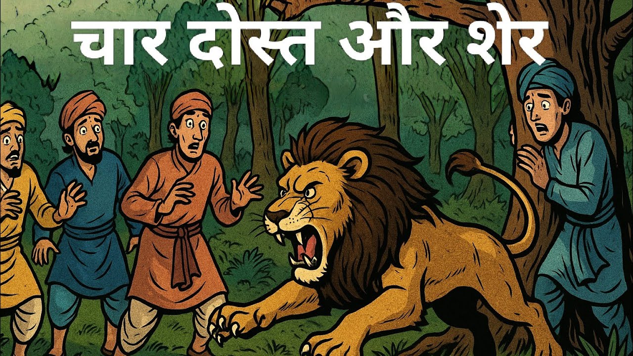 चार दोस्त और शेर | Char Dost aur Sher | पंचतंत्र की कहानियां ...