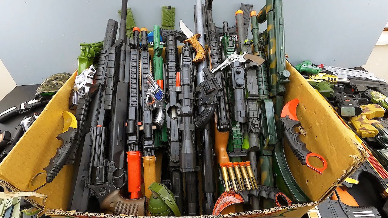 Box of Toy Rifles, Soldier Rifles, Police Rifles, FBI and SWAT Team ...