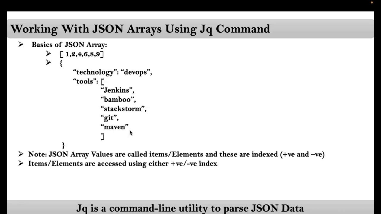 Jq Command Tutorials Video 13 Working With Arrays Using Jq Command By Narendrap Youtube